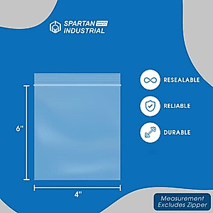 Spartan Industrial - 4” X 6” (1000 Count) 2 Mil Clear Reclosable Zip Plastic Poly Bags with Resealable Lock Seal Zipper