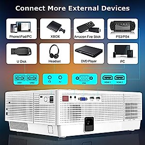 Auto 6D Keystone, Native 4K WiFi Bluetooth 5.1 Supported Projector, WiMiUS 2023 Upgrade P28 Brightest Video Projector Support Zoom, 500’’ Screen Compatible with Smartphone/TV Stick/PS5/PC/Laptop