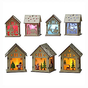 Wood Craft Kits Unfinished Small Houses 3D Cutting Wooden Puzzle Toy for Kids and Adults Build Your Own Perfect Decoration-Including 7 pcs