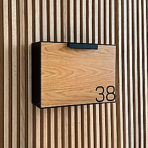Movo Home Wall Mount Mailbox, Modern Wood Mailbox for House Allen