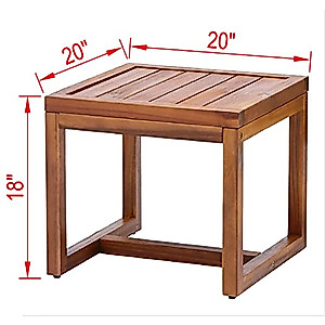 Indoor/Outdoor Patio Garden Funiture Reid 20" Square Solid Acacia Wood Side Table -Teak Finish
