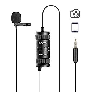BOYA by-M1 Pro II Lavalier Microphone Noise Cancelling Omnidirectional Mic with Monitoring Port for YouTube Tiktok Interview Broadcast Content Creation
