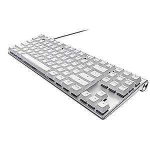 Teerwere Gaming Keyboard USB 2.0 Wired 87 Keys White Backlit Cherry MX Switch Mechanical Keyboard Suitable for Office and Home Use Mechanical Gaming Keyboard (Color : White, Size : Red Switch)