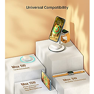 3 in 1 Wireless Charging Station for Apple Devices, Standard 15W Fast Wireless Mag-Safe Charger Stand with QC3.0 Adapter for iPhone 14 13 12 Pro Max/Plus/Pro/Mini,iWatch Ultra/8/7/SE/6/5/4/3/2,AirPods