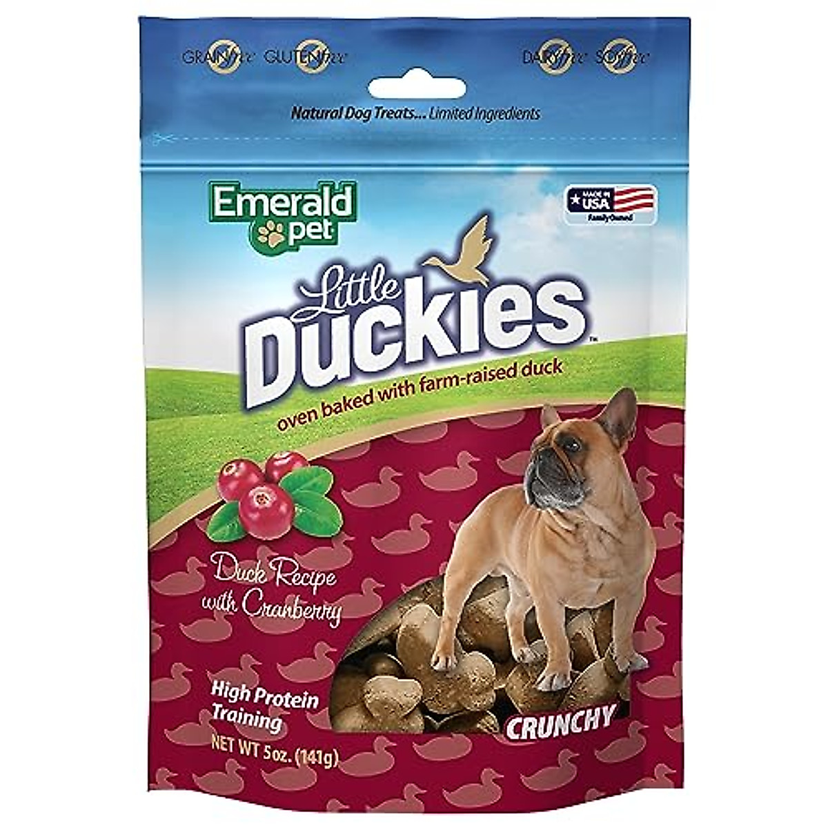 Emerald Pet Little Duckies Crunchy Natural Roasted Duck Dog Treats, Made in USA