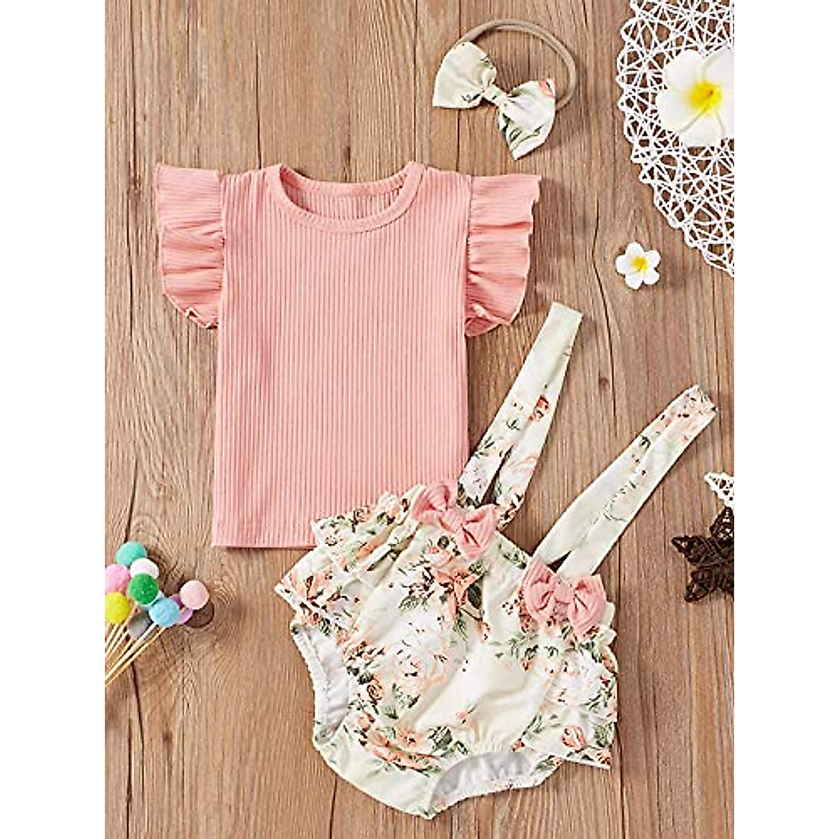 Voonlie Baby Girl Clothes Outfits 3PCS Newborn Infant Baby T Shirt Shorts Headband Summer Set