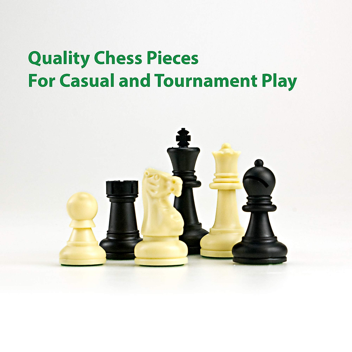 Sterling Games Extra Large 20" x 20" Roll Up Chess Mat and Chess Pieces Set, Tournament Chess Pieces, Green Vinyl Travel Chess Mat