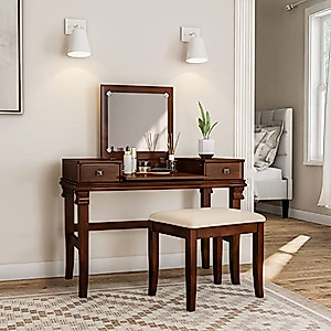 Linon Angela Walnut Vanity Set,30" x 36" x 18"