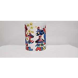 Personalize your Mario Bros chocolate or coffee ceramic mug, Mario gift mugs, gamer mug, put your name or text for front and back, use with left or right hand.Tazas personalizadas.