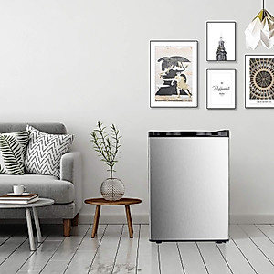 Antarctic Star Upright Freezer 2.1 Cu.ft, Compact Mini Freezer with Reversible Single Door, Temperature Control, Removable Shelves, Small freezer Stainless Steel for Dorms Home Office, Silver