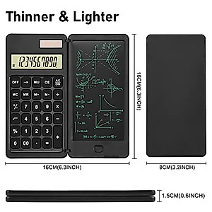 EooCoo Basic Calculator with Notepad,10-Digit Large Display Office Desk Calcultors with Erasable Writing Table,Support Solar and Battery,Multi-Function Portable Calculator for Office, School and Home
