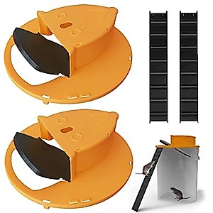 ZGANGZ 2Packs Mouse Trap Bucket Lid Mouse Traps for House Indoor Rat Trap Rat Traps Flip and Slide Bucket Mouse Trap Outdoor Humane Mouse Trap Updated Version Auto Reset Pest Control Traps, Yellow