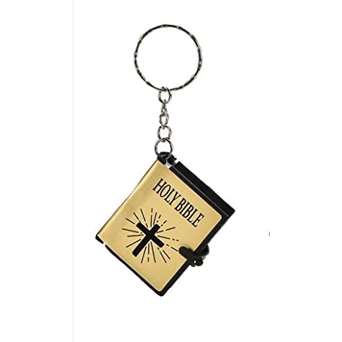 Favorict (3 Pack) Mini Bible Keychain English Holy Bible Religious Favor Christian Jesus Keychain (A)