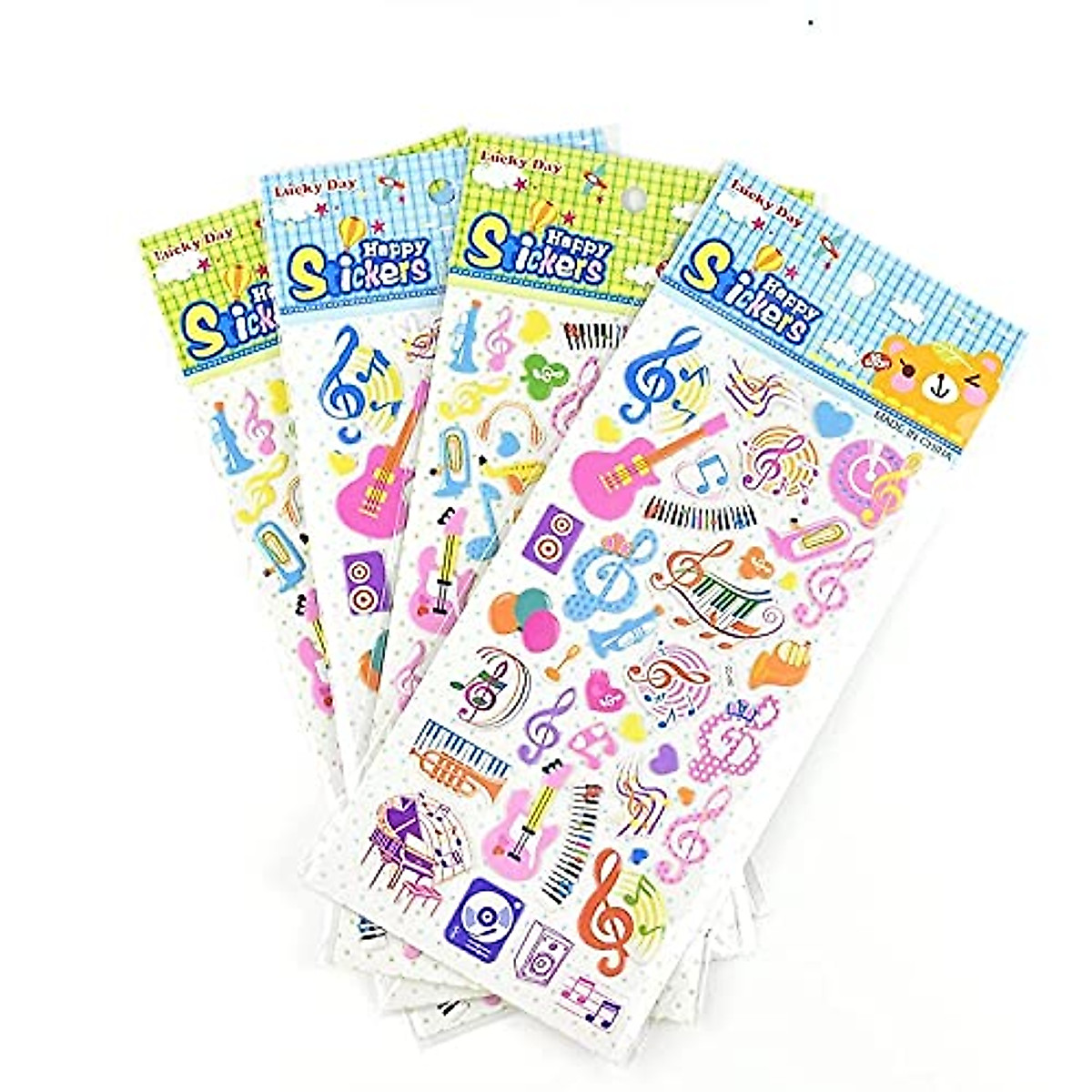 Music Bumblebees Music Notes and Instruments Stickers Type 2 - Music Student's Rewards (Pack of 10)