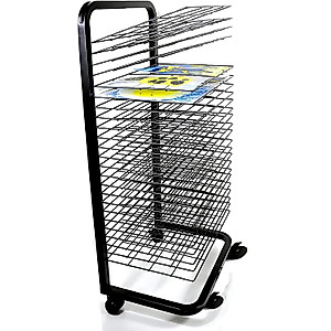 Art Drying Rack, 25-Tier Mobile Clothes Rack with Wire Rack for Artwork, Drying and Printing Rack, Protect Artwork While Drying, Great for Schools and Art Clubs