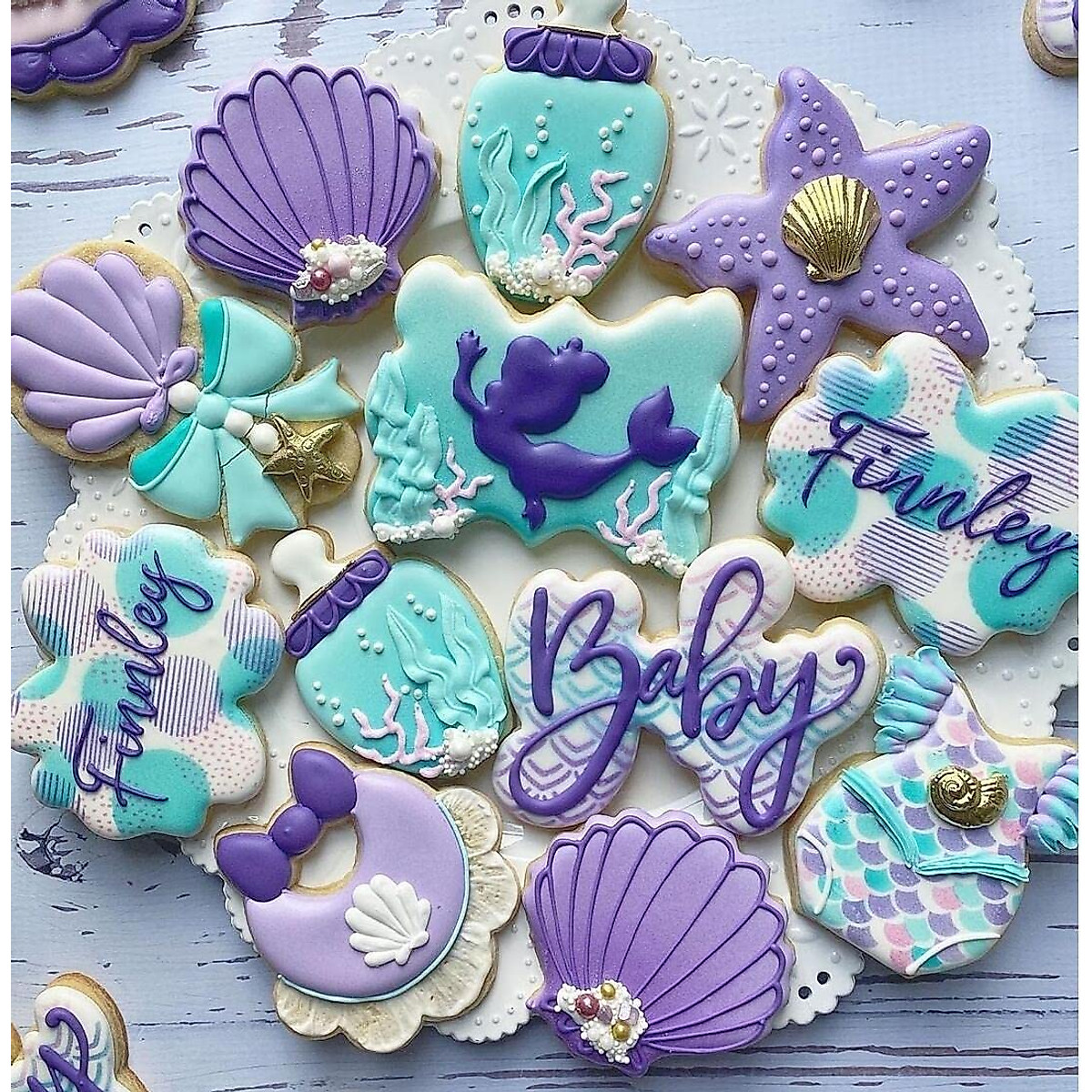 Q-BAKER Mermaid Cookie Cutters,Mermaid tail, Starfish, Seashell-Stainless Steel Holiday Cookie Cutters Shapes for Baking Gift