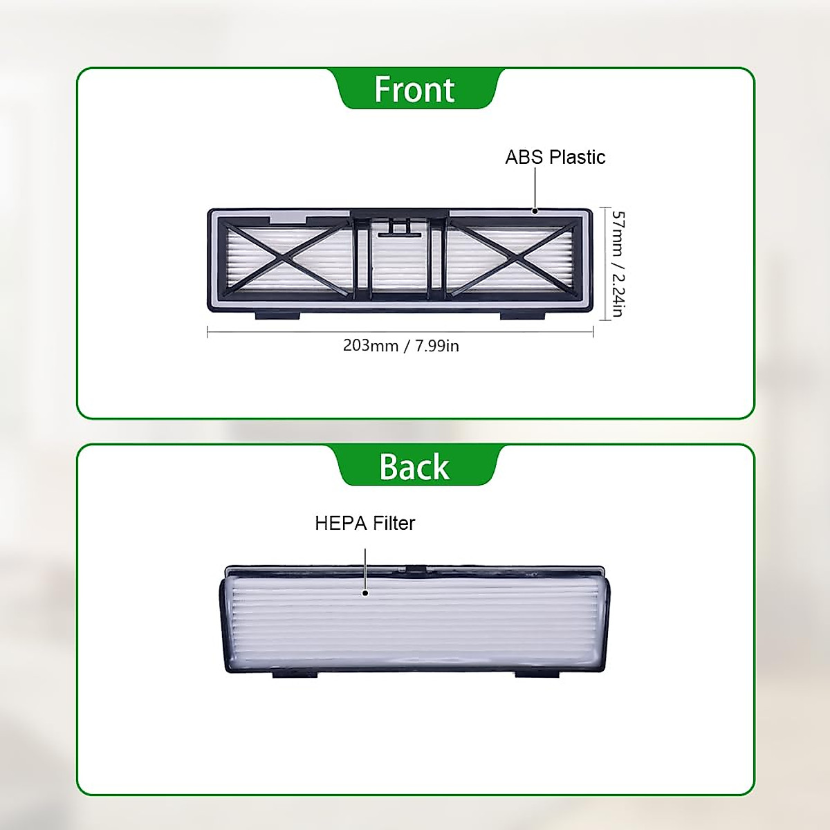 Neutop Gray Replacement Filters Compatible with Neato D10, D9, D8, D7, D6, D5, D4, D3, Robotic Vacuum Cleaners, 5-Pack.