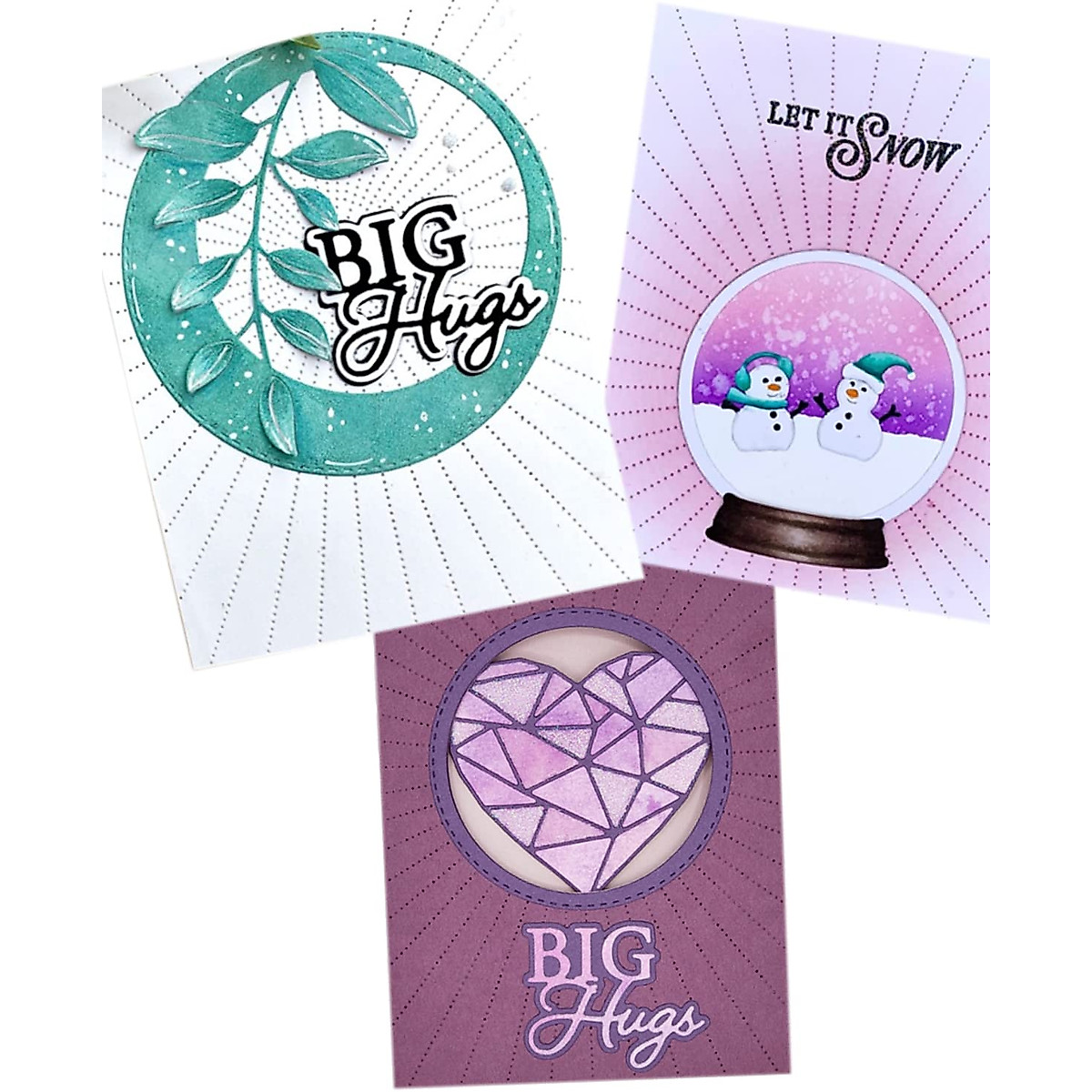 Ammsochy Cutting Dies Rectangular Metal Stencils Scrapbooking Tools DIY Craft Carbon Steel Embossing Template for Paper Card Making Album Arts Crafts Supplies (Diamond and Oval Flower Set)