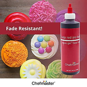 Chefmaster Tulip Red Liqua-Gel® Food Coloring | Vibrant Color | Professional-Grade Dye for Icing, Frosting, Fondant | Baking & Decorating | Fade-Resistant | Easy-to-Use | Made in USA | 10.5 oz