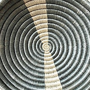 Small African Basket- Gatare/Rwanda Basket/Woven Bowl/Sisal & Sweetgrass Basket/Blue-Gray, White