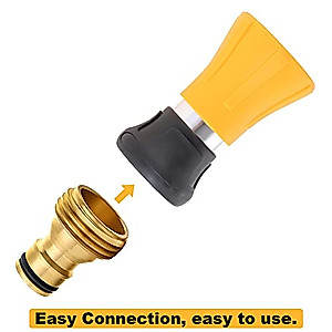 Hicello Fireman Hose Nozzle, Yellow Garden Hose Nozzle, High Pressure Sprayer Nozzle for Car Washing, Patio Cleaning, Watering Lawn and Garden, Universal Fit Garden Hoses