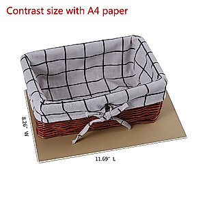 Wicker Storage Basket, Rectangular Storage Basket，Natural and Decorative, Arts and Crafts. (Brown)