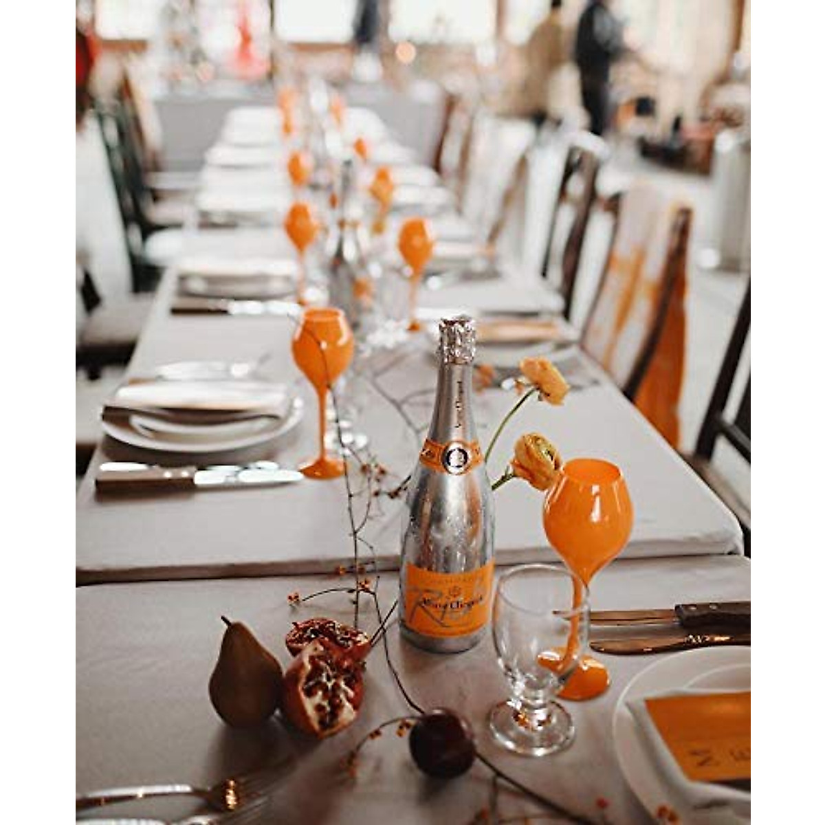 Veuve Clicquot 6x Yellow Trendy Champagne Flutes Polycarbonate Acrylic Poolside Glasses Goblets (Small Edition)