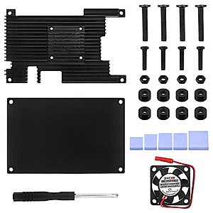 Howay for Orang- Pi 5B/5 Case Aluminum Alloy Metal Case with Fan Heatsinks Active & Passive Cooling Enclouse Cooler Protection Shell Compatible with Or-e Pi 5b/5 Accessories(1 Set)