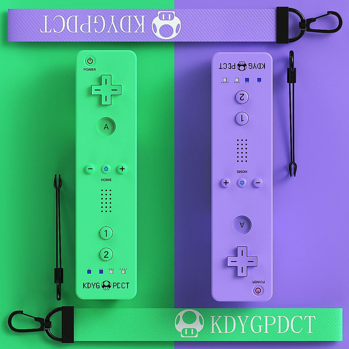 KDYGPDCT Wii Controller 2 Pack,Wii Remote Controller Black and White 2 Set with Wrist Strap for Nintendo Wii/Wii U Console(Green + Purple)