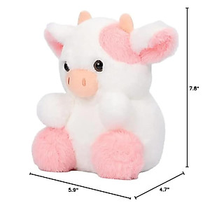 GracesDawn Cow Plush Toy, Plush Pillow Cow Toy, Palm Cows Plush Stuffed Animal Toy, Cartoon Cute Pink Cow Plush Toy, 7.8 inches high