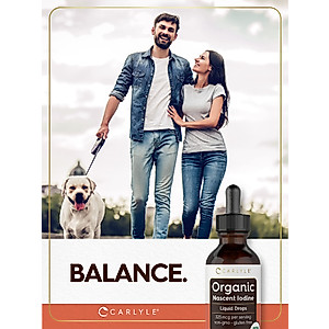 Carlyle Organic Nascent Iodine Liquid Drops | 2 fl oz | Vegan Supplement | Non-GMO, Gluten Free