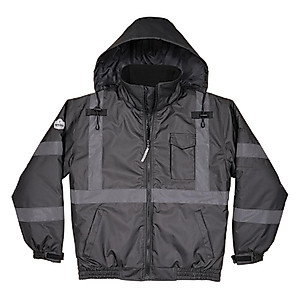 Ergodyne unisex adult Enhanced Visibility for Night Or Low Light Conditions Winter Jacket, Black, Large US