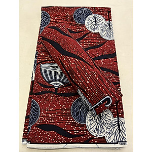 Umbrella and Trees Design African Guaranteed Wax Block Prints Fabric/African Ankara Wrapper Fabric Wax Fabrics /-Sell by 6 Yards-100% Cotton-for Dresses- Dark-Red, Dark-Blue, White, Black