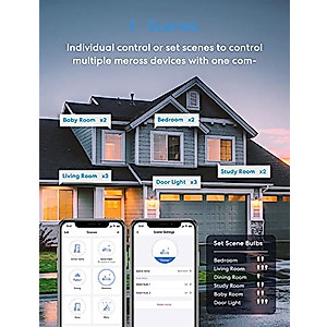 meross Smart Light Bulb, Dimmable WiFi LED Bulb Compatible with Apple HomeKit, Siri, Alexa, Google Home, SmartThings, A19 E26 Warm White 2700K, 810 Lumens 9W 60W Equivalent, No Hub Required, 4 Pack