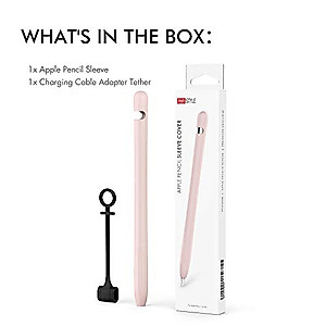 AhaStyle Anti-Slip Case Sleeve Silicone Protective Skin [ Added Cable Adapter Tether Kit] Compatible with Apple Pencil 1st Generation