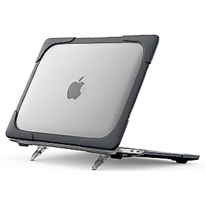 ProCase for MacBook Pro 13 Inch 2023 M2, 2022 2020 M1 A2338/ A2289/ A2251, Heavy Duty Hard Shell Case with Dual Layer Protective Cover and Kickstand for MacBook Pro 13-inch -Black