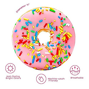 BATTILO HOME 71 Inch Pink Donut Blanket for Adult and Kids, Soft and Comfortable Flannel Round Blanket for Bedding,Funny Blanket Giant Food Blanket Gifts for Crib, Sofa, Outdoors