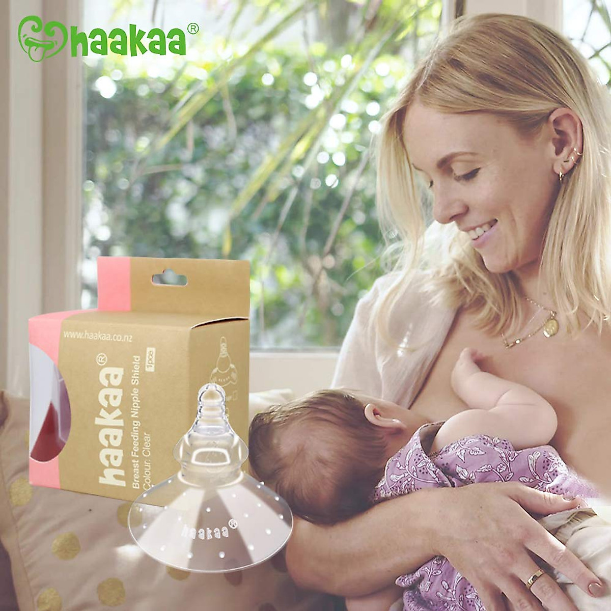 haakaa Nipple Shield Breastfeeding with Carry Case Using for Protects Sore Cracked Nipples Flat Inverted and Latch On Difficulties to Help Mums Continue Breastfeeding,1 pc (Round Shape)