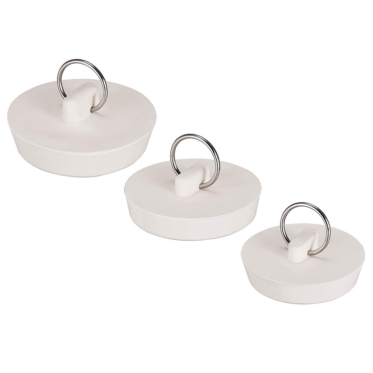 uxcell Drain Stopper, 3 Sizes Rubber Sink Stopper Plug 43mm/47mm/51mm with Hanging Ring for Bathtub Kitchen and Bathroom 1Set (3 Pieces)