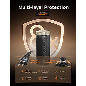 Dreo Space Heaters for Indoor Use, 1500W Fast Heating Ceramic Electric & Portable Heaters with Thermostat, 70° Oscillating with Tip-over & Overheat Protection, Remote, 12H Timer, for Office Bedroom