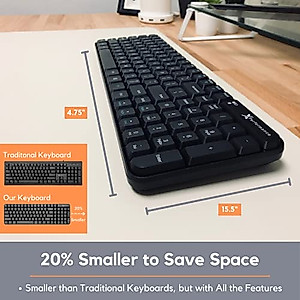 Wireless Keyboard Mouse Combo, X9 Performance Small Full Size Wireless Mouse and Keyboard Combo - 20% Smaller Cordless Keyboard and Mouse Set to Save Space for Windows, Laptop, Computer, Desktop, PC