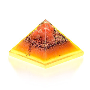 Healing & Cleansing Set - Portable Orgonite Crystal Mini Pyramids of Crystal quartz, Black Obsidian, Chrysoprase, Orange Calcite to feel energized, balanced, grounded, calm and centered