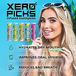 Xero Picks - Infused Flavored Toothpicks for Long Lasting Fresh Breath - Variety Packs (Candies, 5 Pack)