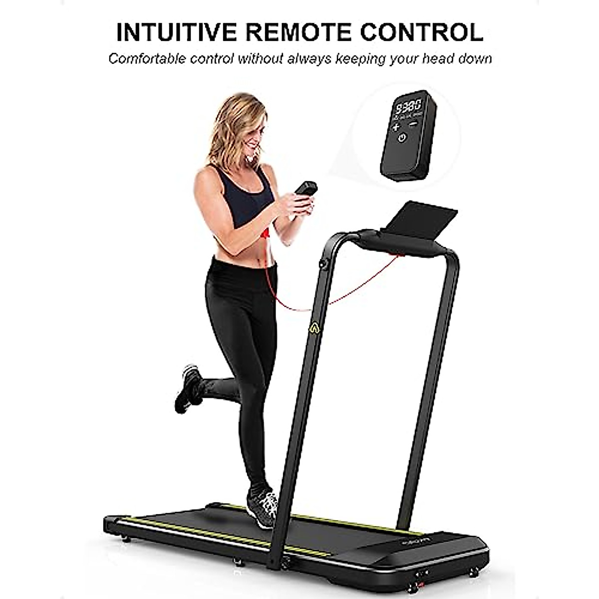 AKSO Foldable Treadmill Walking Pad, 300lb Capacity 2 in 1 Folding Treadmill 7.6mph Under Desk Treadmill with Remote & Smart App, Small Walking Running Jogging for Home Office Portable Treadmill