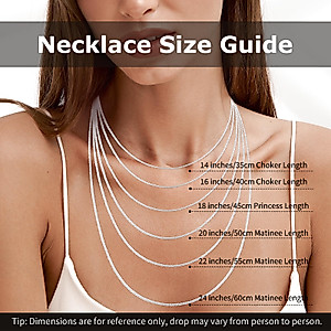 FINELOVE 925 Sterling Silver Chain Necklace for Women: 0.8mm Thin & Strong Box Chain Necklace | Upgraded Lobster Clasp | 16 Inch