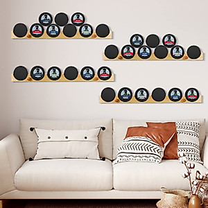 Taiyin 4 Pcs Hockey Puck Display Case Holder Wall Rack Holder Wall Mount Wood Hockey Puck Holder with Smooth Grooves for Room Living Room Decoration, 21.75 x 1.5 x 1 Inches