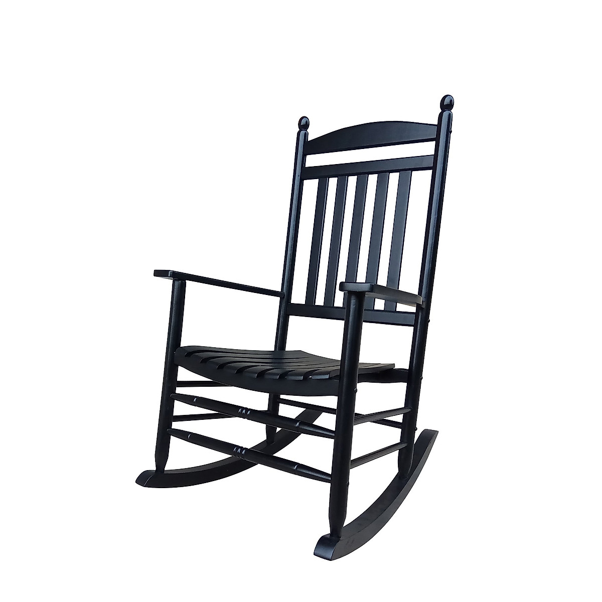 Rocking Rocker-A040BK Black Wood Porch Rocker/Outdoor Rocking Chair -Easy to Assemble-Comfortable Size-Outdoor or Indoor Use
