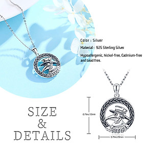 JUSTKIDSTOY Plague Doctor Necklace 925 Sterling Silver Steampunk Pendant Necklace Halloween Jewelry Gothic Gifts for Women