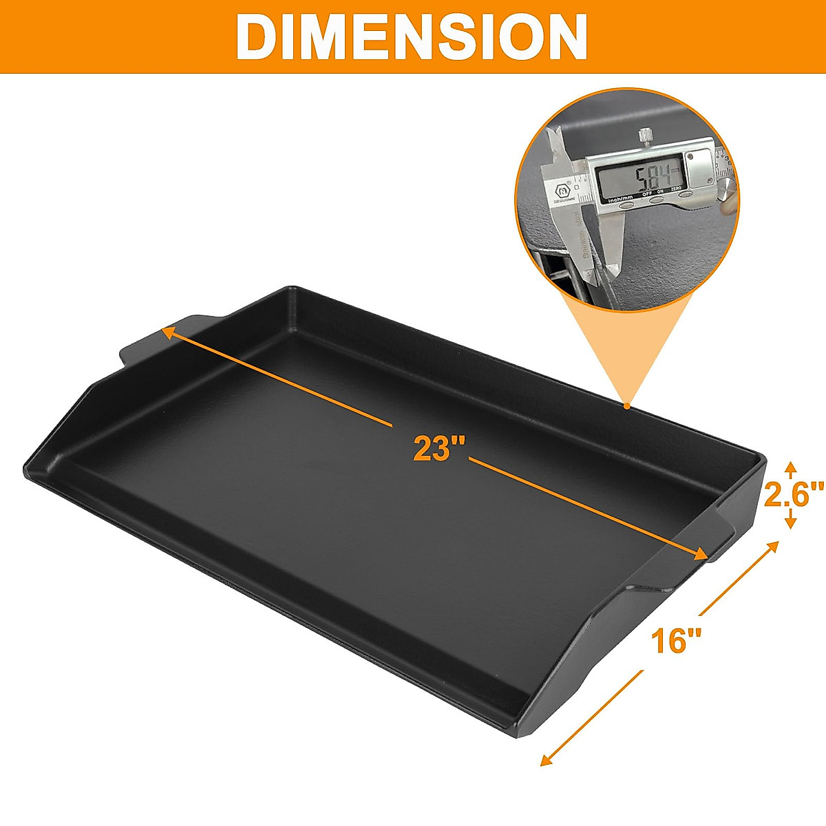 Universal Griddle Insert for Gas Grill, Cast Iron Flat Top Griddle for Outdoor Grill, Charcoal Grill, Camp Chef/Weber/Charbroil/Nexgrill/Kenmore Big Gas Grill Griddle Etc. All Gas Grills 23" x 16"