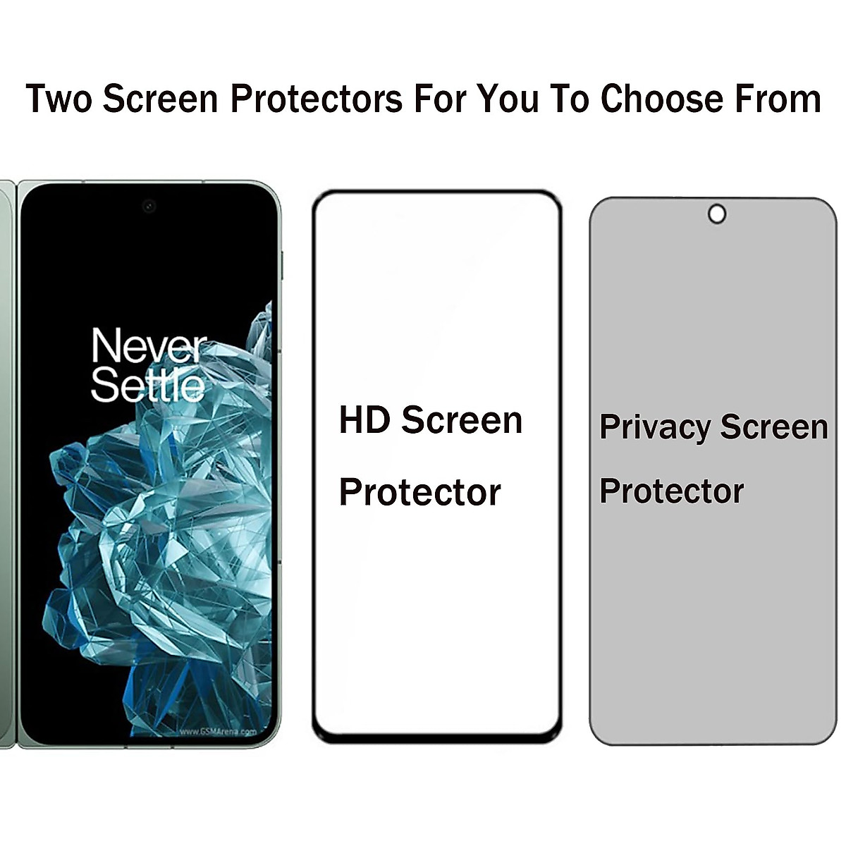 TURAJA For OnePlus Open 9H Tempered Glass Front Screen Protector+Camera Lens Protector (2* Privacy Screen Protector)